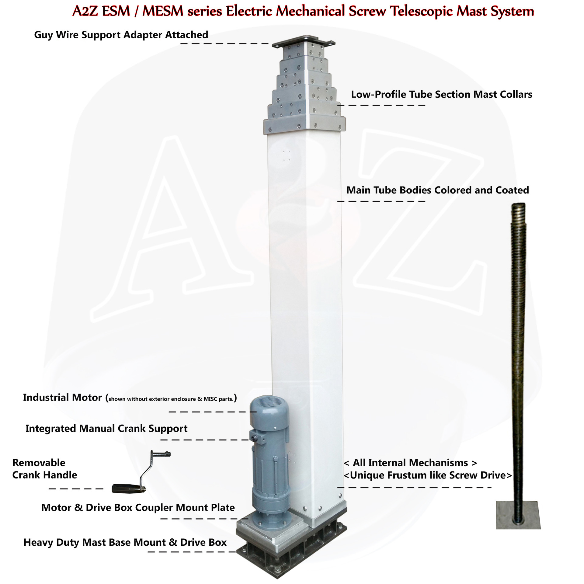 A2Z WM & AWM Mechanical Manual Winch Telescopic Masts