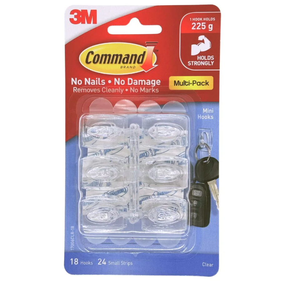 3M Command Mini Clear Hooks 17006CLR-VP | Selffix DIY