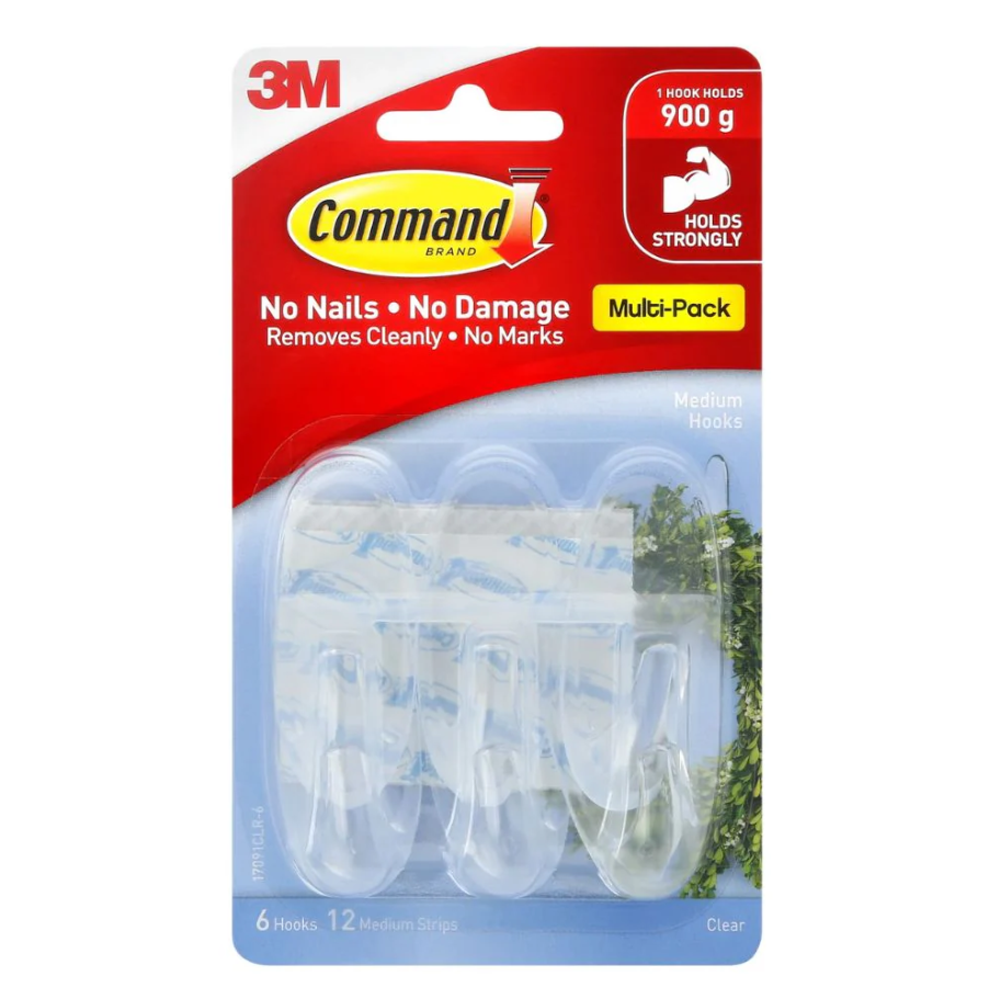 3M Medium Clear Hooks With Clear Strips 17091CLR-VP - Selffix DIY ...