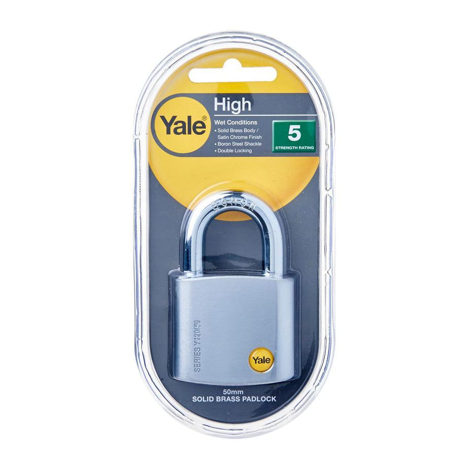 Yale Y120/50/127/1 Key Padlock Satin Chrome | Selffix DIY