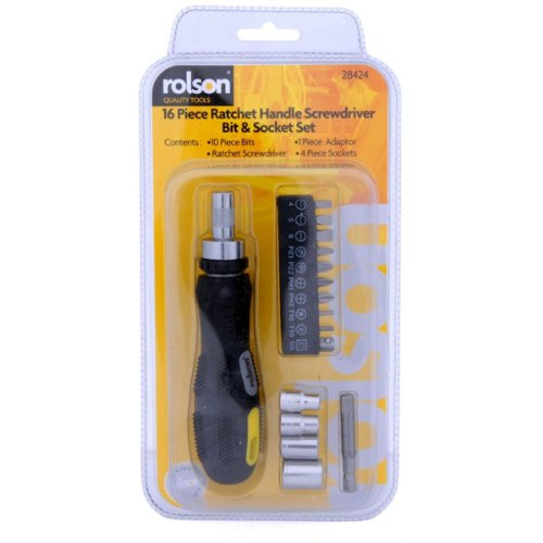Rolson 16pc Ratchet Screwdriver With Bits 28424 - Selffix DIY Online Store