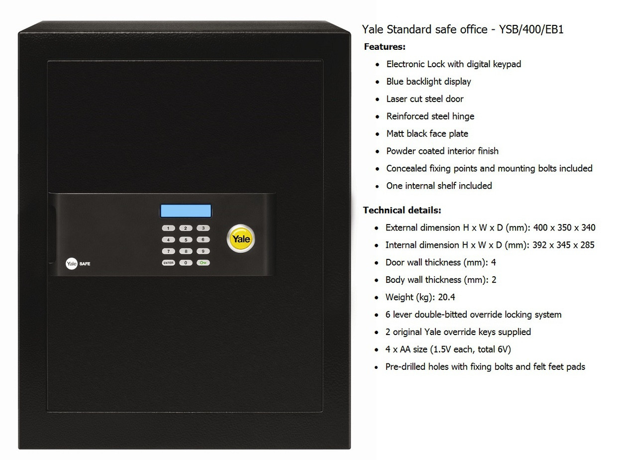 Yale Safe 20kg Office Black YSB/400/EB1 | Selffix DIY