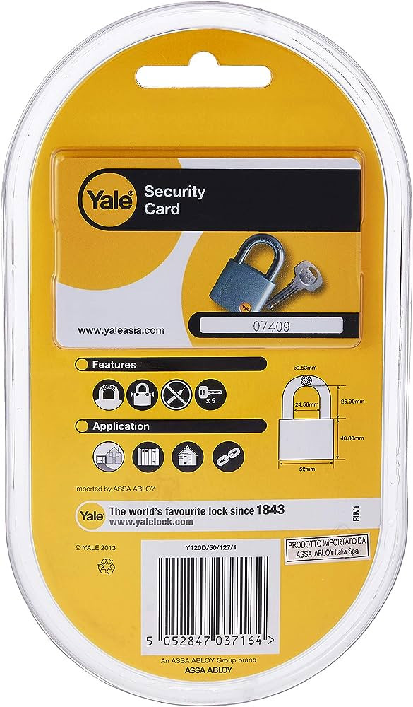 YALE Y120D/50/127/1 VP PADLOCK w 5 KEYS-DIMPLE KEY | Selffix DIY