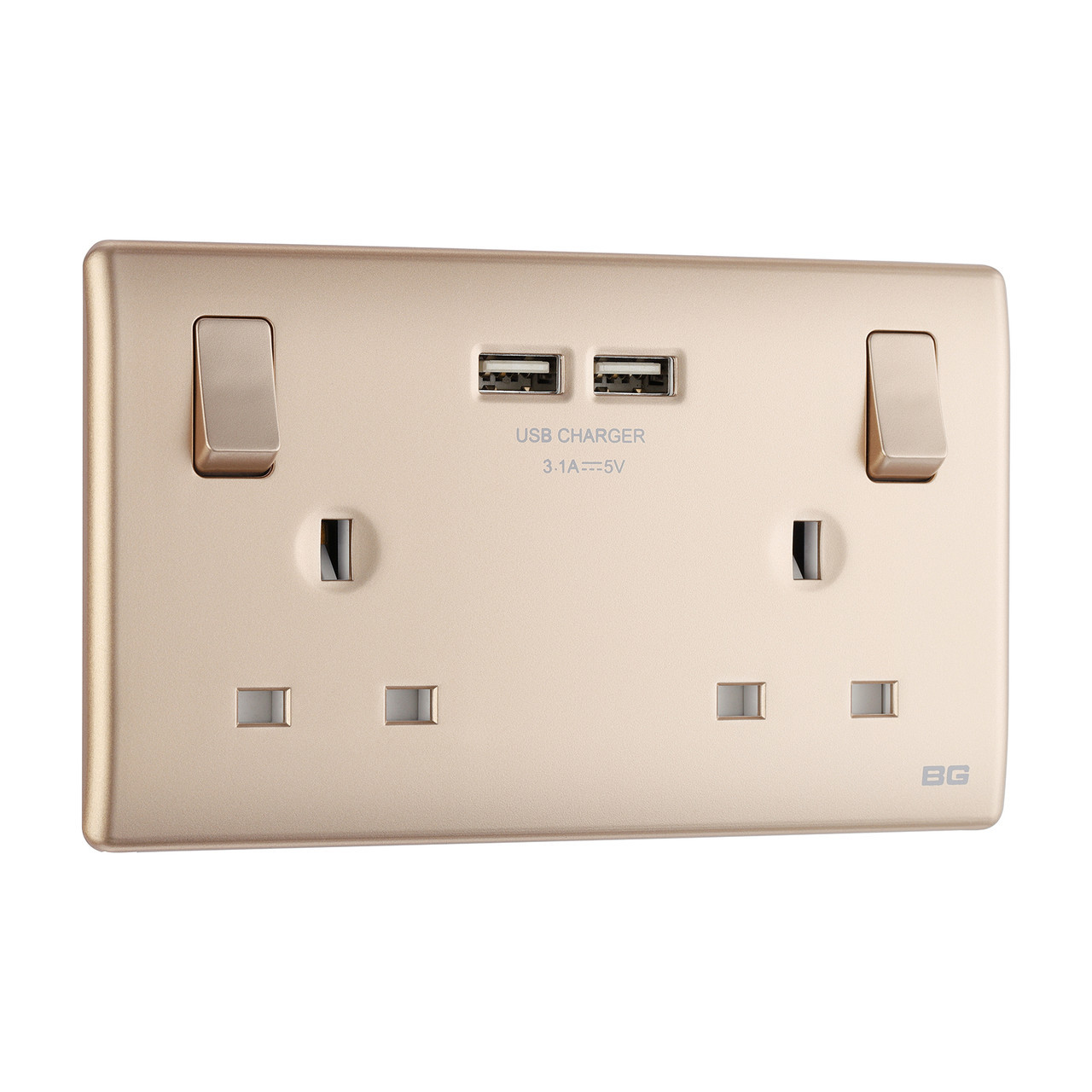 British General 13A Double Socket Switch Single Pole (w/wo USB ...