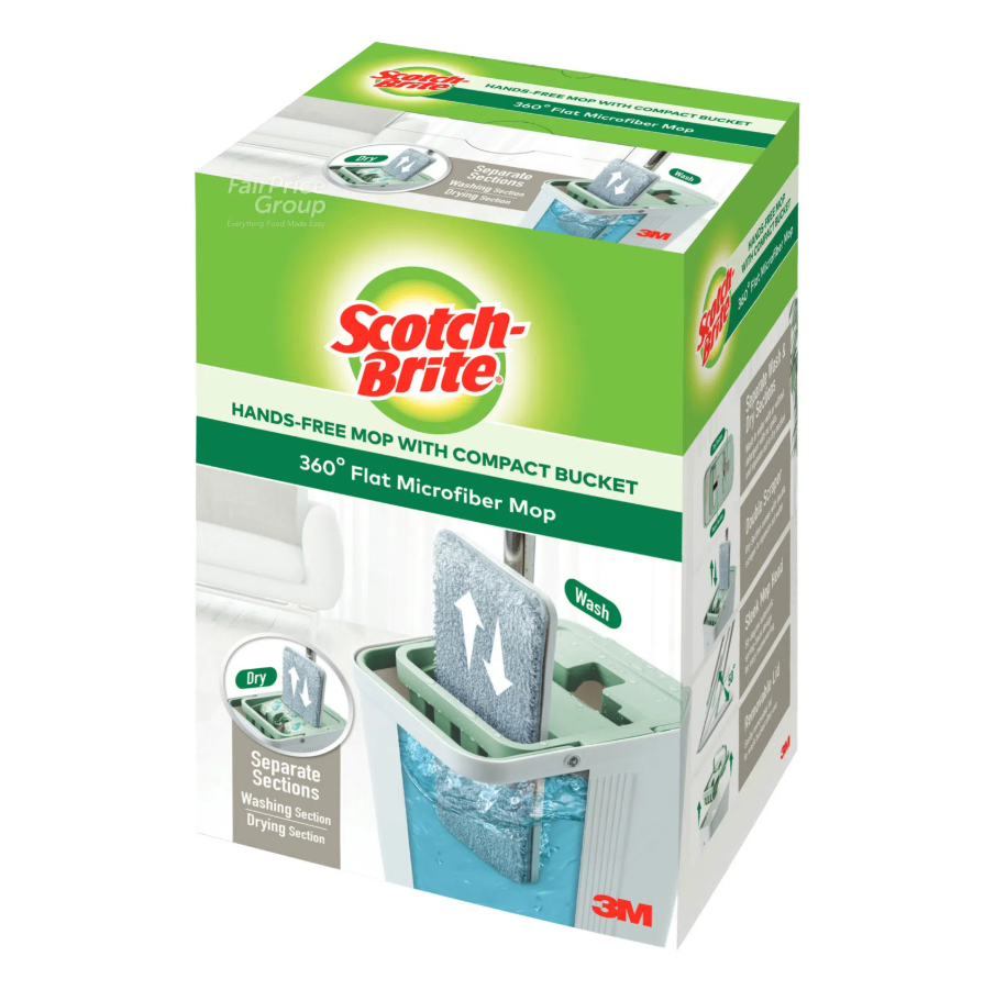 3M SCOTCHBRITE HANDS FREE COMPACT MOP W BUCKET/CLOTH | Selffix DIY