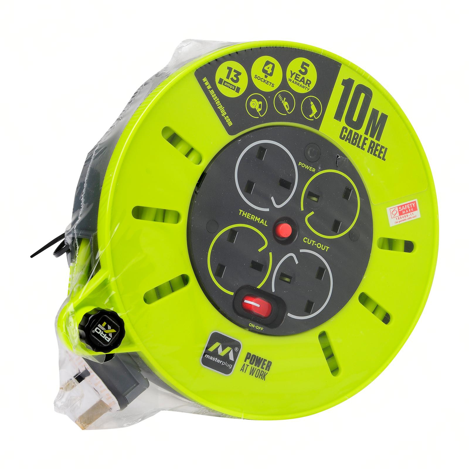 Masterplug CMU10134SL-PX 10m 13A 4 socket reel | Selffix DIY