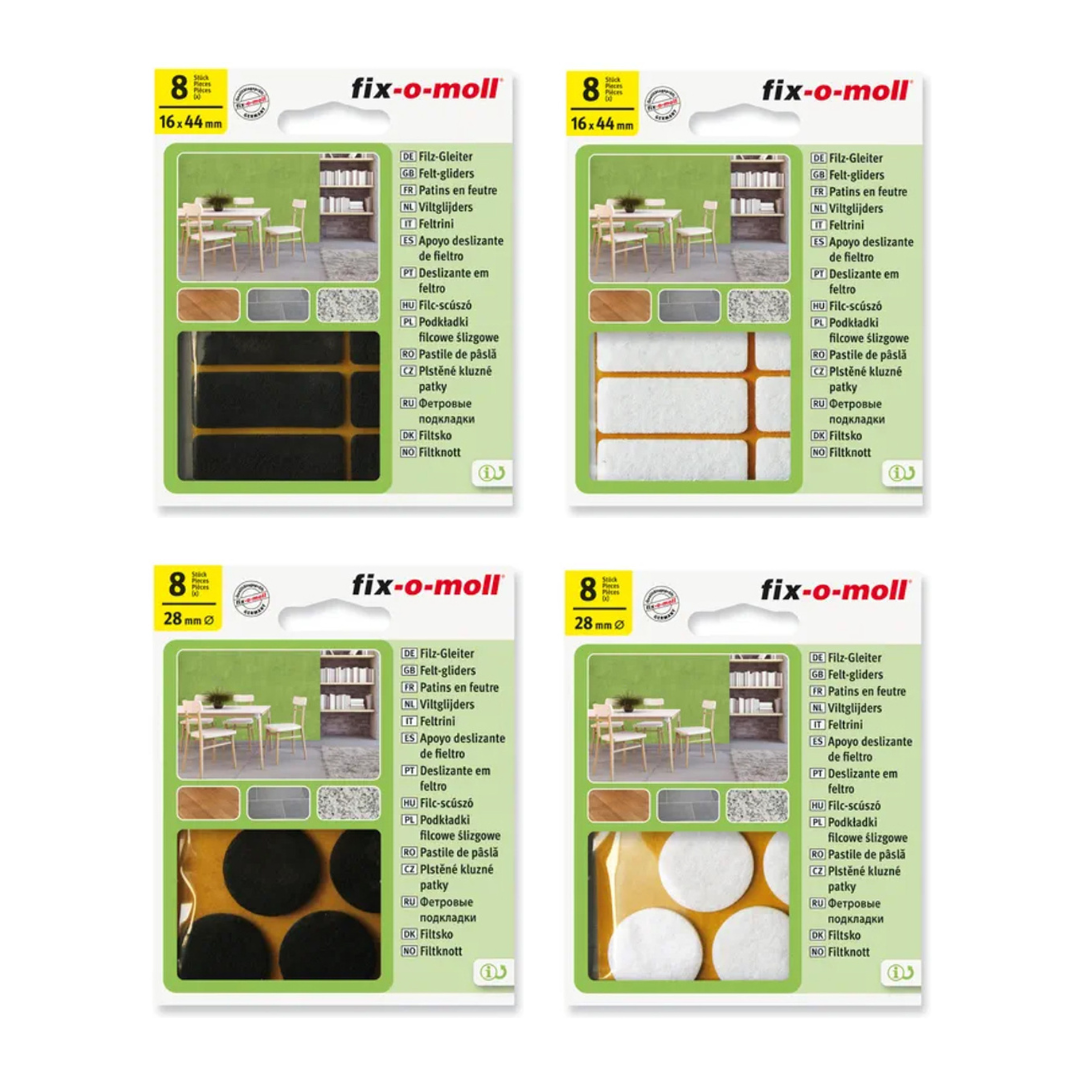 Fix-O-Moll Felt Gliders Self Adhesive (Assorted Types) | Selffix DIY