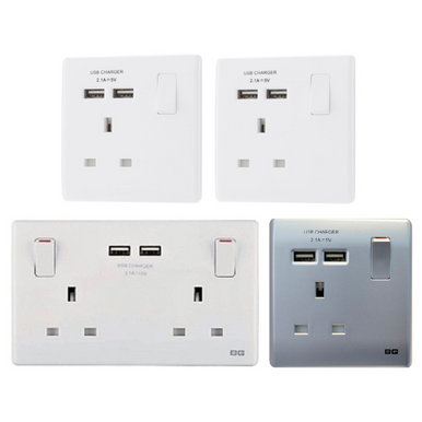 British General SlimLine 13A Switch Socket with 2 USB (Assorted Types ...