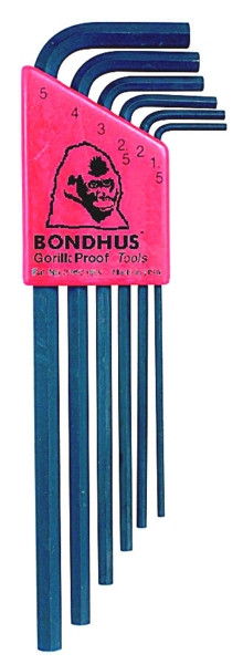 6pc Hex Key Set, 1.5-5mm, Long, Bondhus 12146