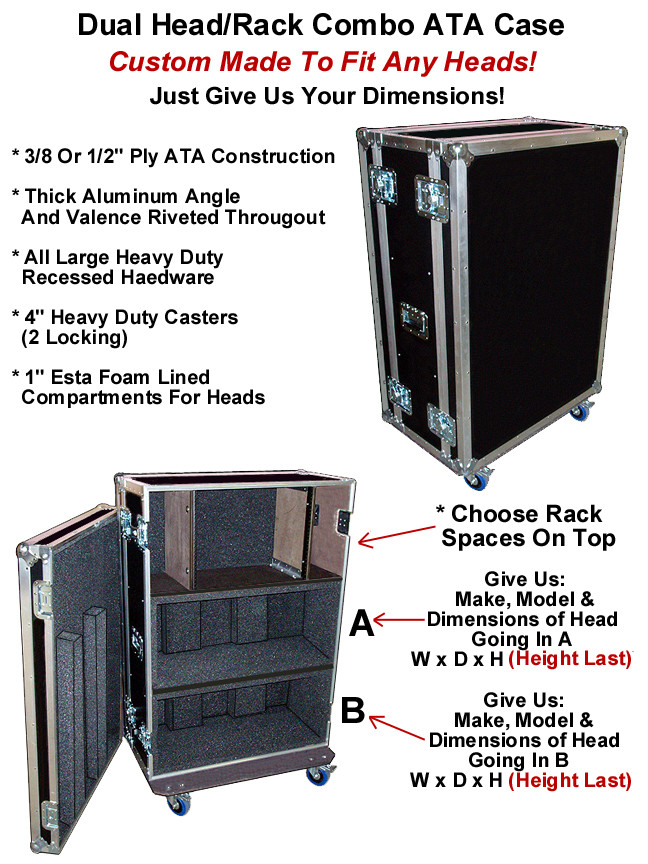 Custom Made Heavy Duty Rack and Head Combo Cases, 3/8" Heads