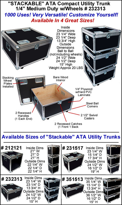 Stackable Utility Trunk with Wheels, 23x23x13