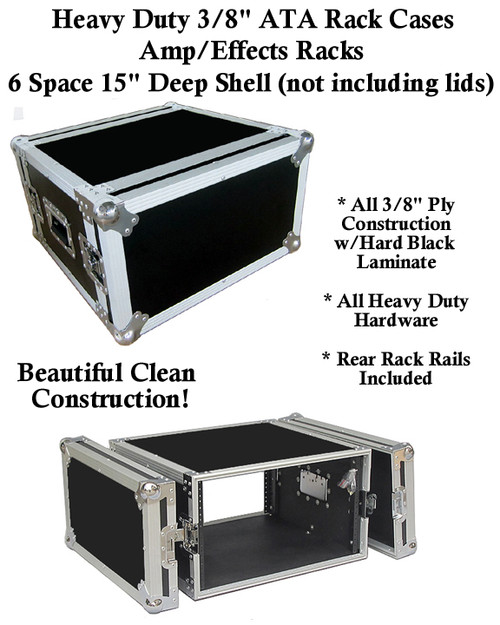 6 Space 6u 15" Deep 3/8" Ply ATA Effects Rack Case - Road Cases
