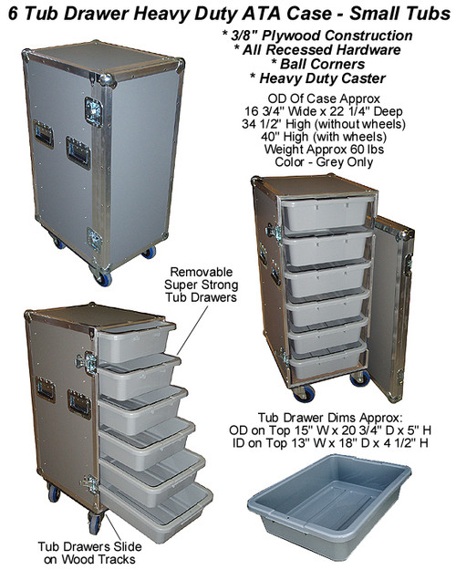 6 Small Tub - Drawer 3/8" Ply Heavy Duty ATA Case w/Wheels - Road Cases