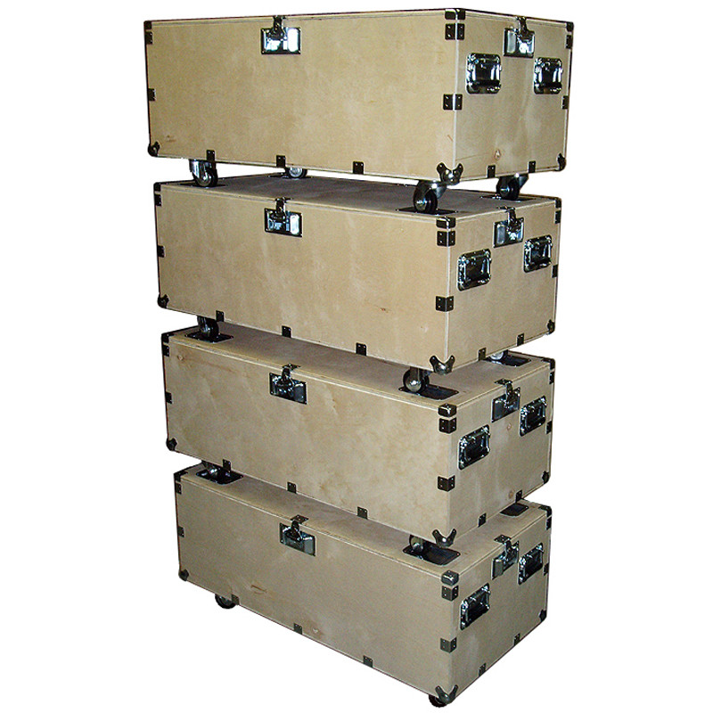 48" Crate Style Trunk Cases - 1/2" Ply w/Wheels - 4 Pc Set