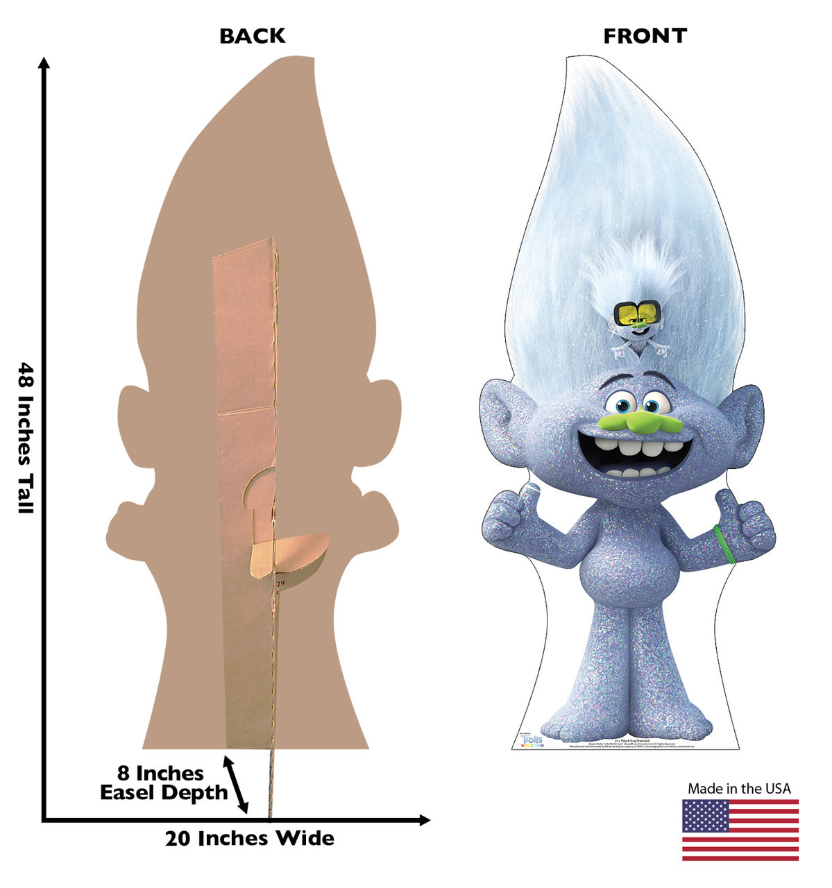 Tiny and Guy Diamond | Trolls Cutout | Free-Standing Decor