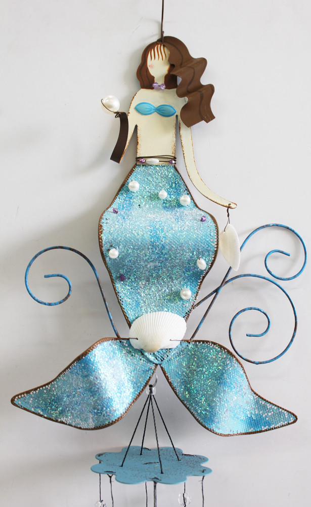Mermaid Wind Chime - Nautical Garden Patio Decor - California Seashell ...