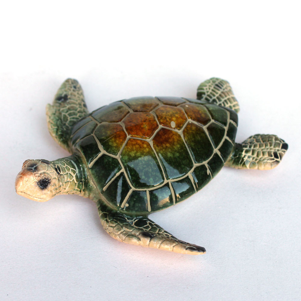 4.25" Green Resin Sea Turtle Figurine - Nautical Sea Decor - California ...