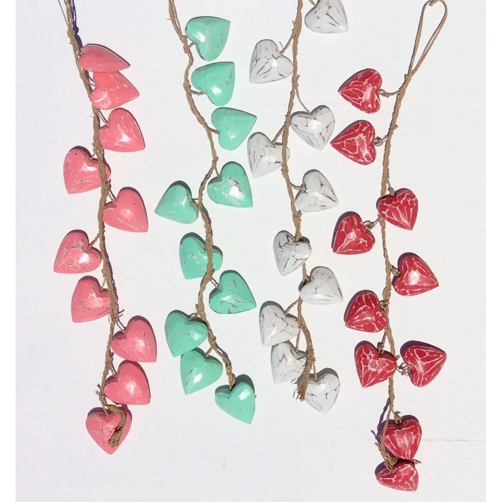 Colorful Wood Heart Strands - Coastal Heart Garland - California ...