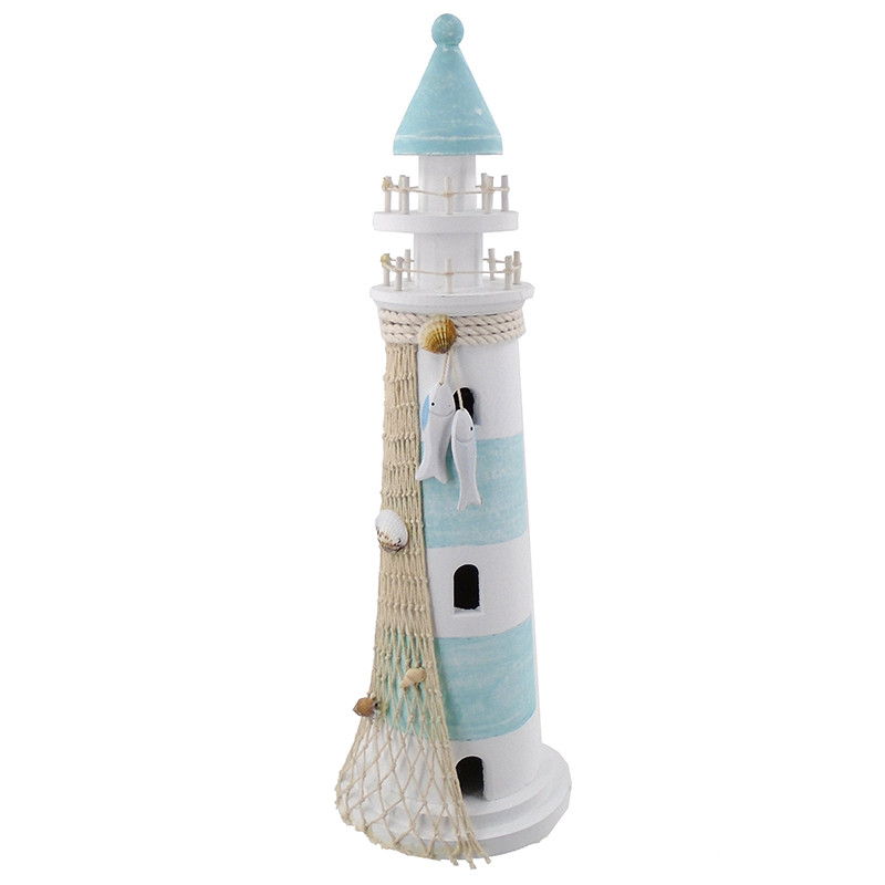 18" Nautical White & Blue Lighthouse - Coastal Light House Decor ...