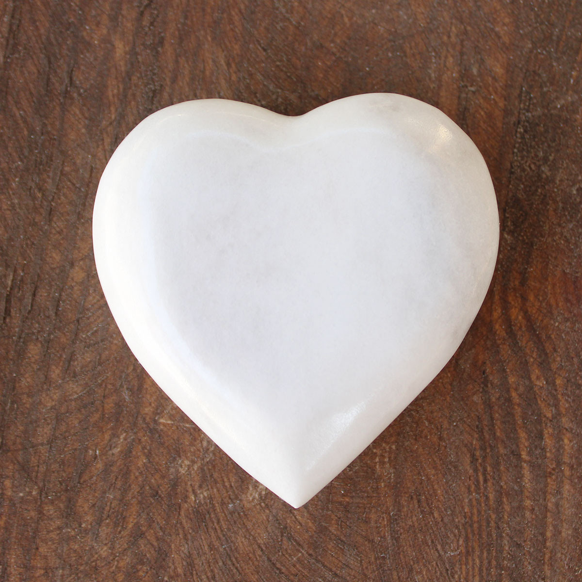 White Hand-carved Stone Heart - Onyx Hearts - California Seashell Co