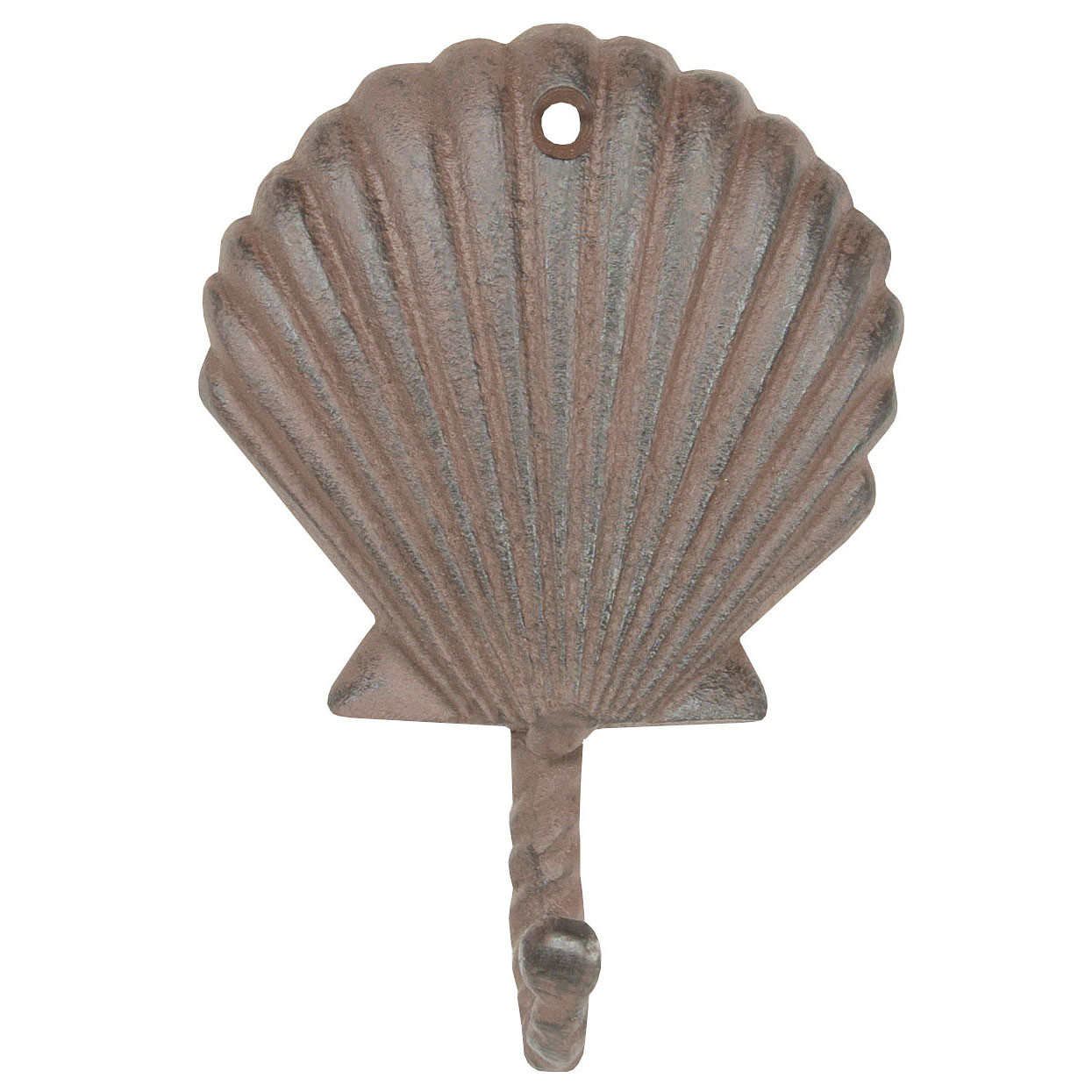 Rustic Scallop Seashell Metal Wall Hook - Coastal Key Ring or Towel ...