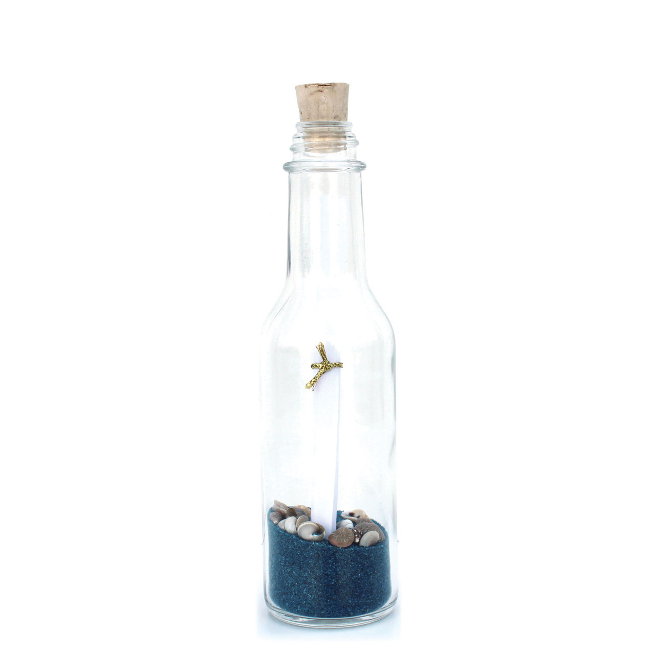 Small Blue Sand Message in a Bottle with Sand and Shells - Party Favors ...