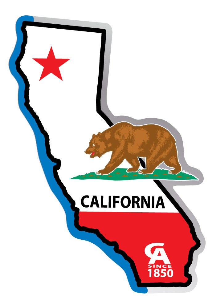 California Flag State Cutout Sticker - 1 Dozen - California Seashell ...