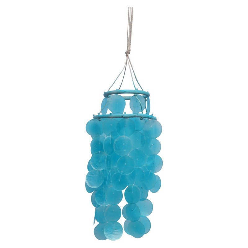 Blue Capiz Shell Chandleier Chime - Tropical Shell Wind Chimes ...