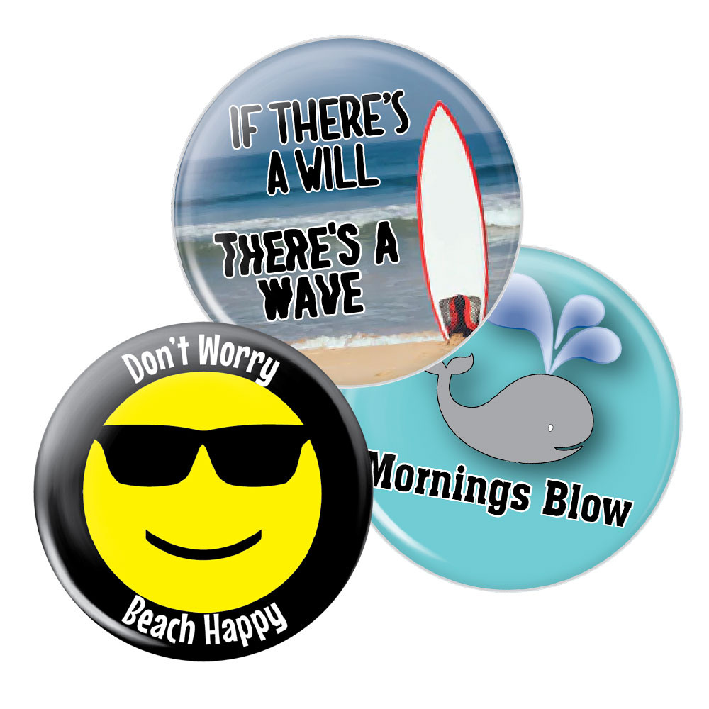 Surfer Triple Pack 1.25" Button - Beachin' Buttons Made in the USA ...