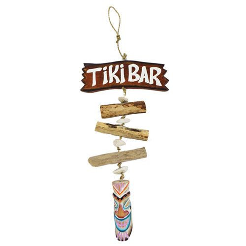 Tiki Bar & Mask Driftwood Sign - Tropical Patio Decor - California ...