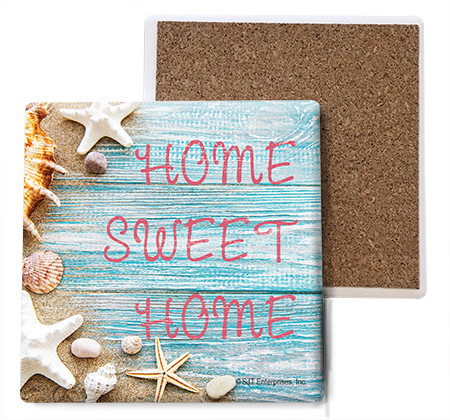 Home Sweet Home Absorbent Beverage Coaster - California Seashell Co