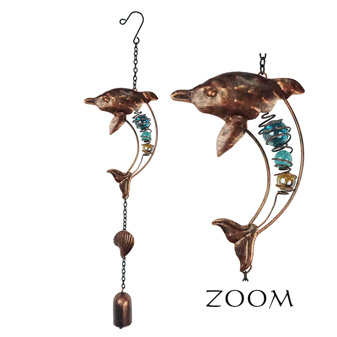 Bronze Dolphin Bell Wind Chimes - Coastal Garden Decor - California ...
