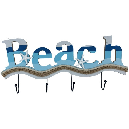 Beach Word Rope Sign with Hooks- Coastal Home Wall Hooks - California ...