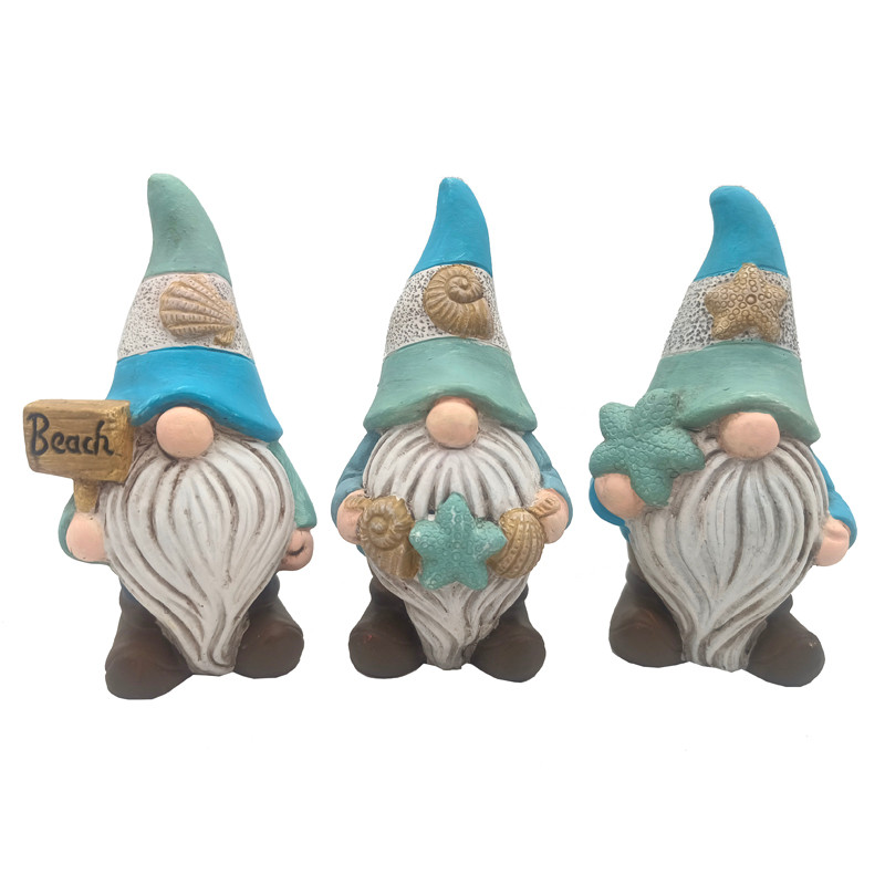 Cement Beach Garden Gnome Set - Nautical Decor - Coastal Figurines