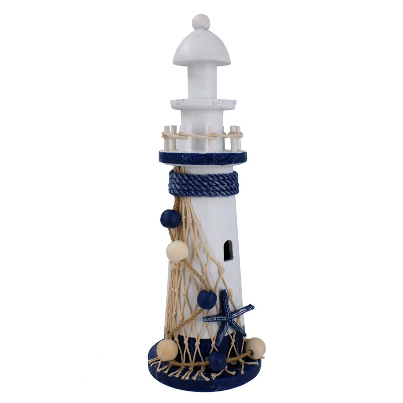 12" Nautical White & Navy Lighthouse - Coastal Light House Decor ...