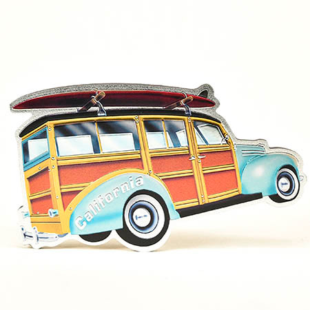 California Surf Woody Shape Metal Magnet - California Seashell Company