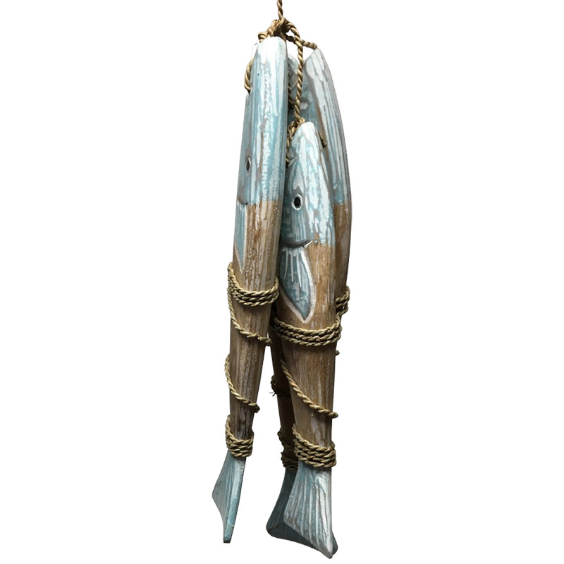 Aqua Hanging Fish Decor - Driftwood Coastal Garland - California ...