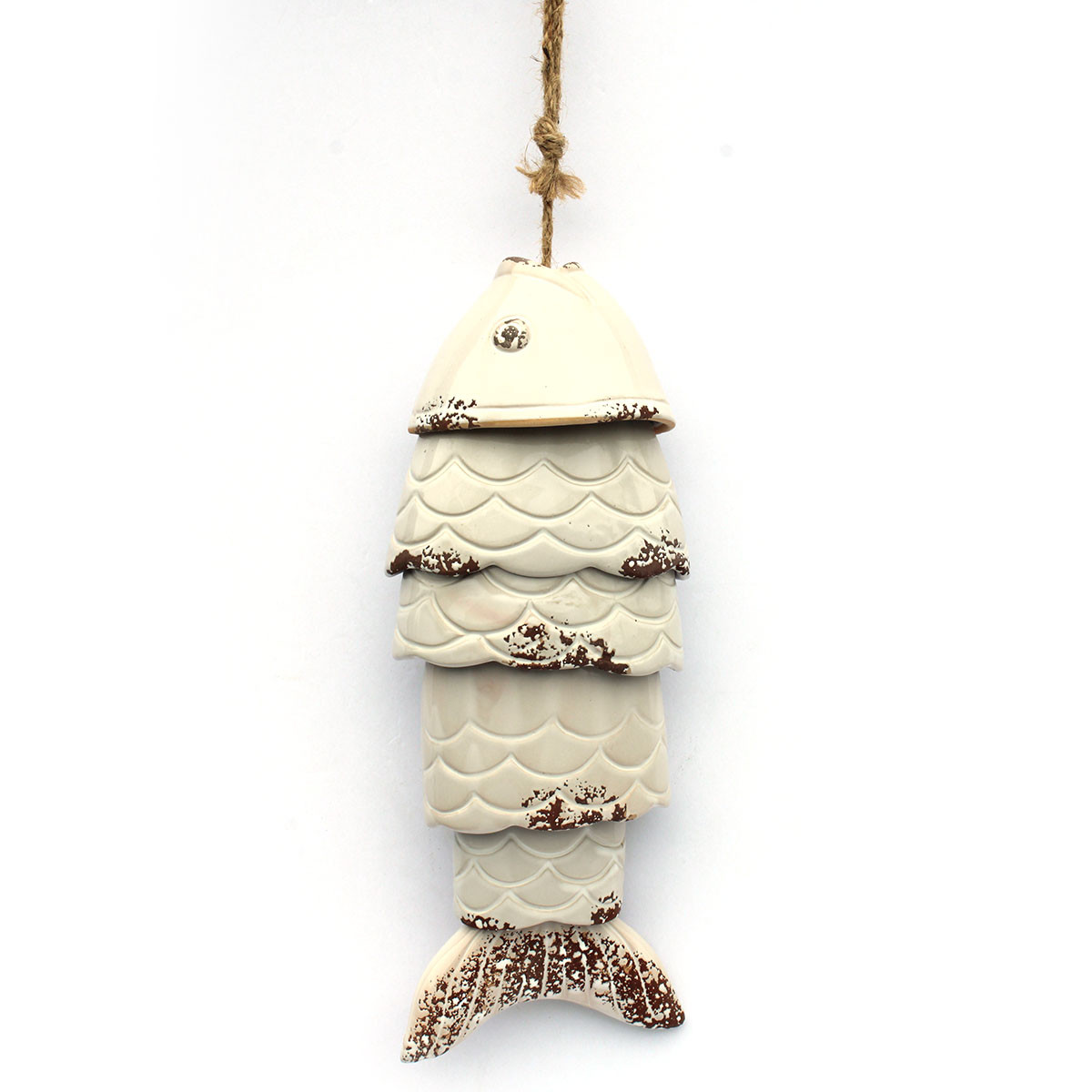White Ceramic Hanging Fish - Sea Life Decor - California Seashell Co