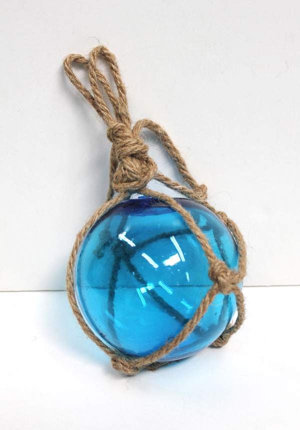 4" Light Blue Glass Float with Rope - Nautical Themed Decor ...