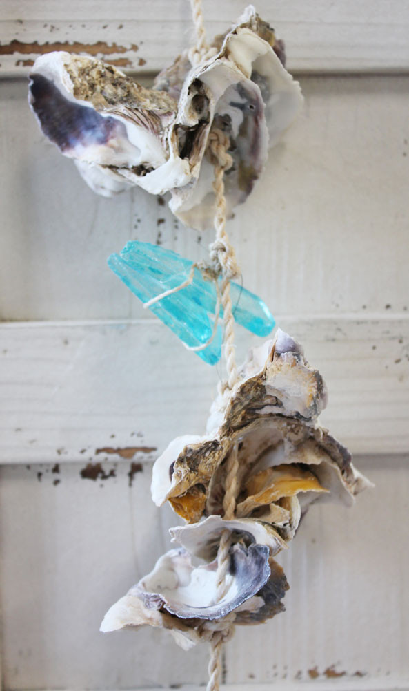 Oyster Shells and Light Blue Sea Glass Garland - Shell Crafts & Coastal ...
