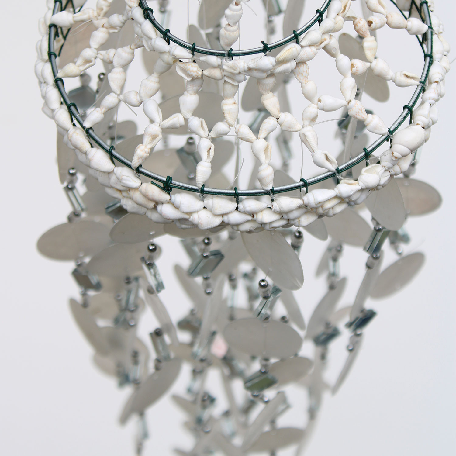 White Capiz Shell & Mirror Chimes - Tropical Shell Wind Chimes ...