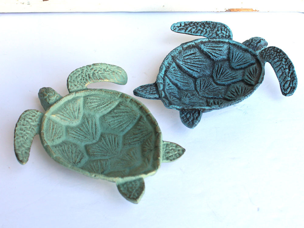 Sea Turtle Cast Iron Dish - Tropical Kitchen Decor - California Seashell Co