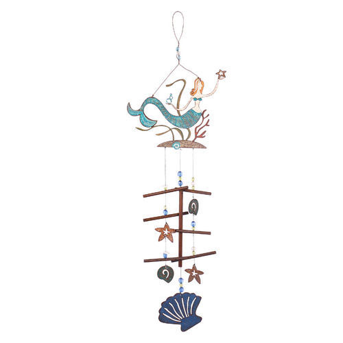 Mermaid Wind Chime - Nautical Garden Patio Decor - California Seashell ...