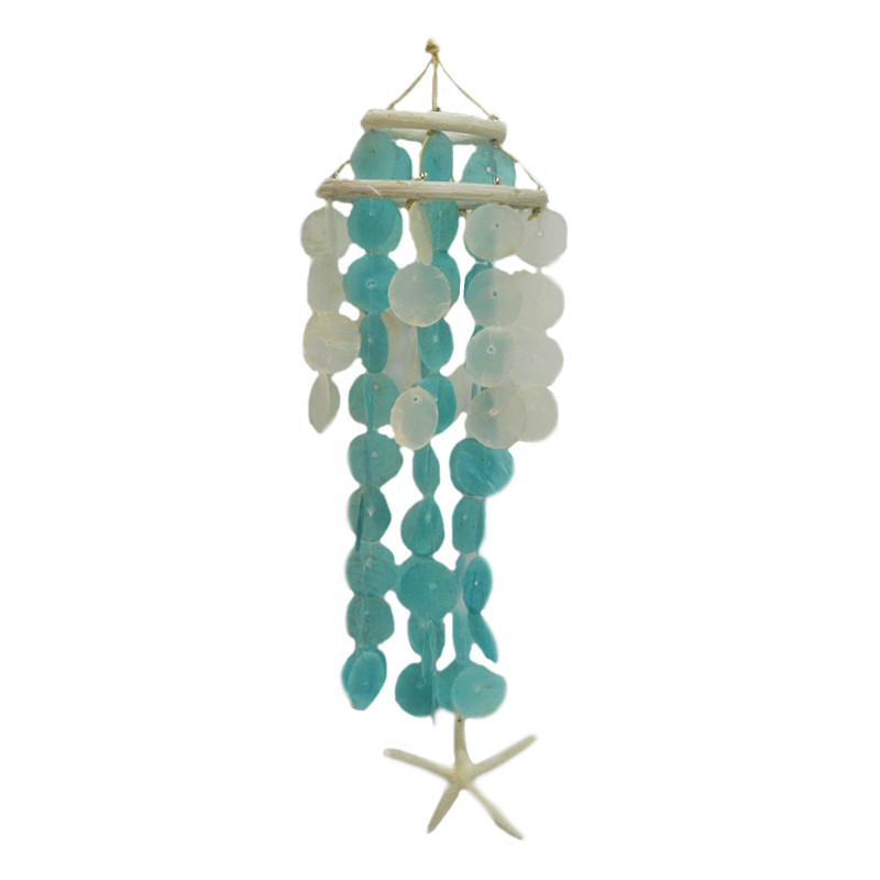 Blue Capiz Shell Chandleier Chime - Tropical Shell Wind Chimes ...