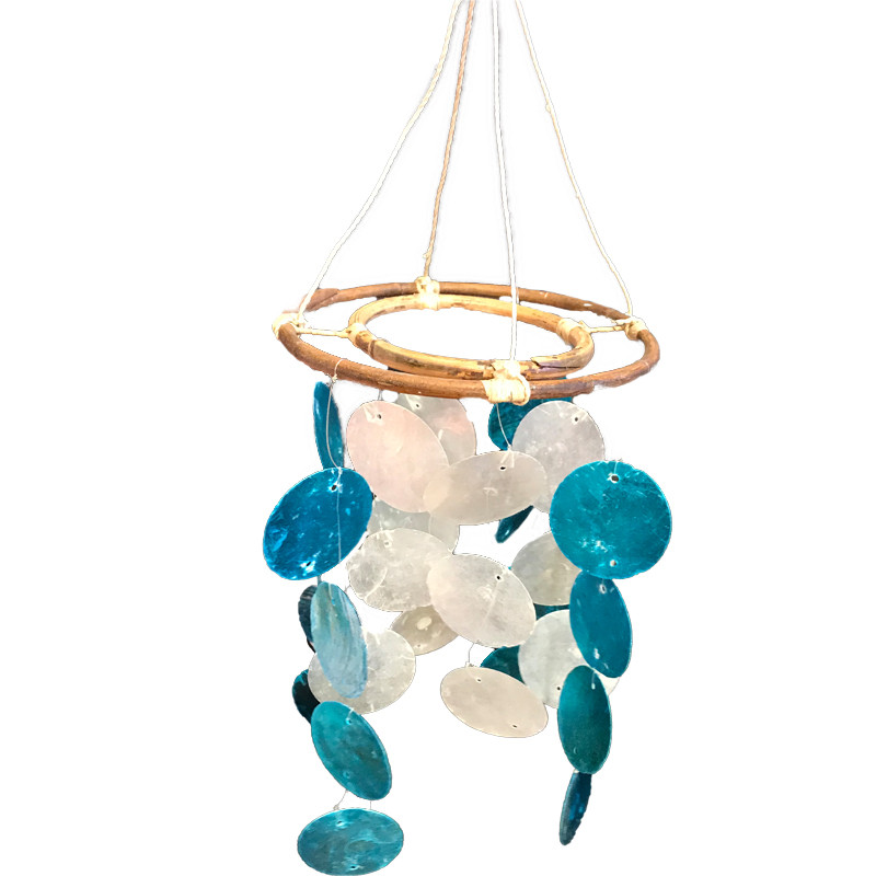 Blue Capiz Shell Chandleier Chime - Tropical Shell Wind Chimes ...