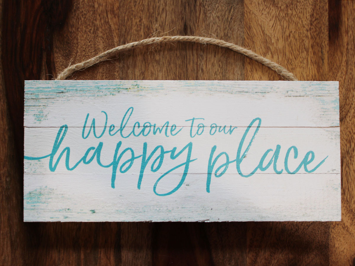 The Beach is My Happy Place - Flip Flop Hanging Sign - California ...