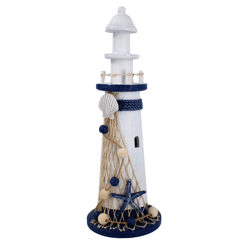 Nautical White & Navy Lighthouse - Coastal Light House Decor ...