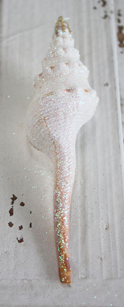 Large White Spindle Glitter Seashell Ornament - Christmas Tree ...