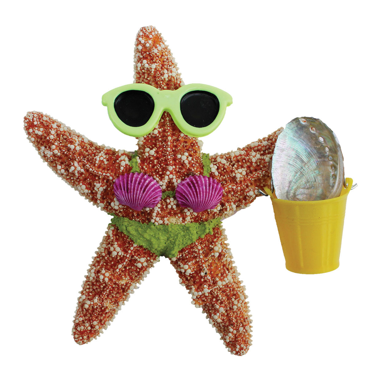 Beach Girl Starfish Magnet with Bucket - Handcrafted Shell Decor ...