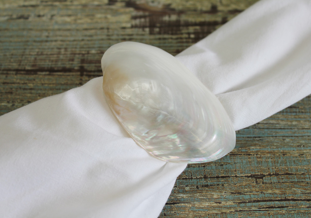 Polished Oyster Shell Napkin Ring - Handcrafted Shell Decor - Beach ...
